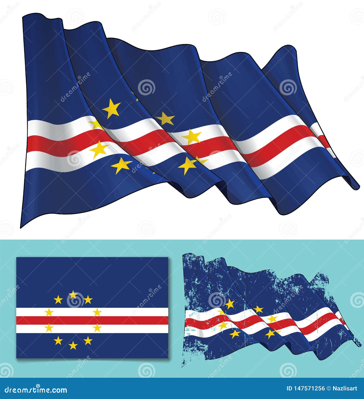 Waving Flag of Capo Verde stock vector. Illustration of praia - 147571256