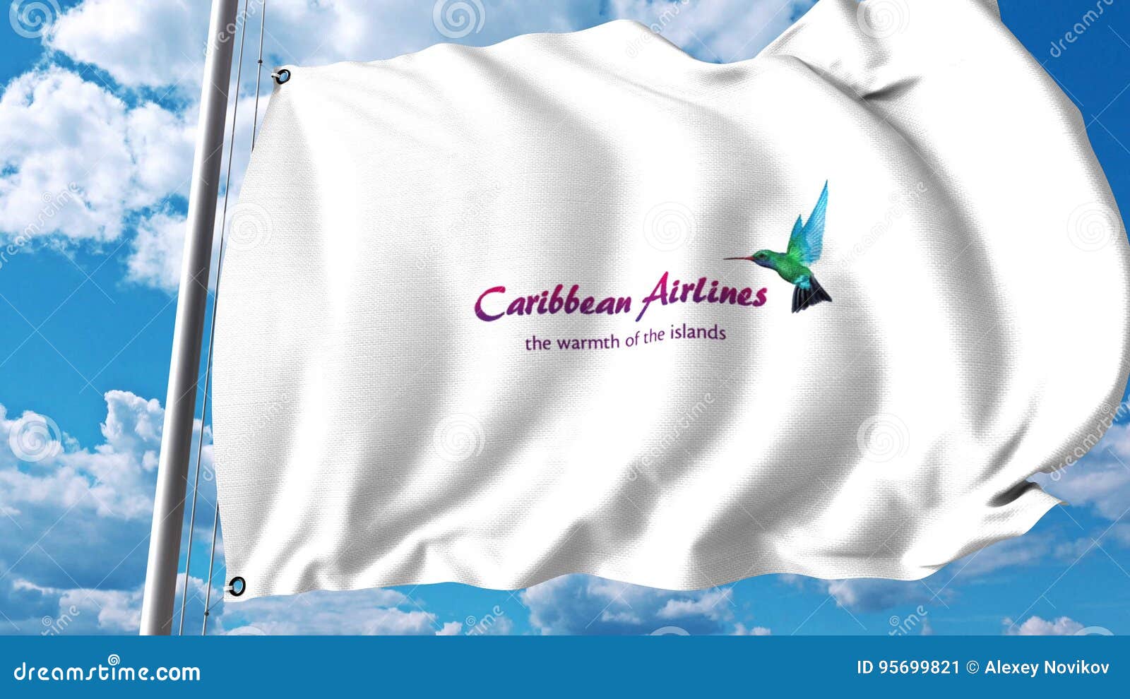 Waving Flag with Caribbean Airlines Logo. 3D Rendering Editorial Photo ...