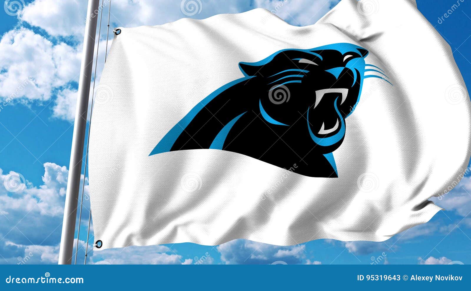 Waving Flag with Carolina Panthers Professional Team Logo. Editorial 3D ...