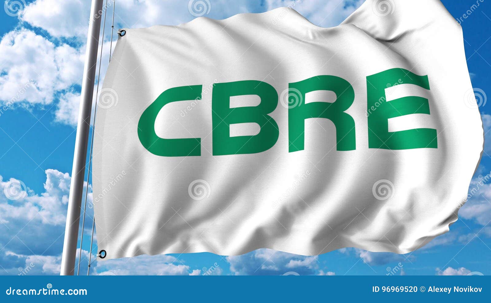 Waving Flag with CBRE Group Logo. Editoial 3D Rendering Editorial Image ...