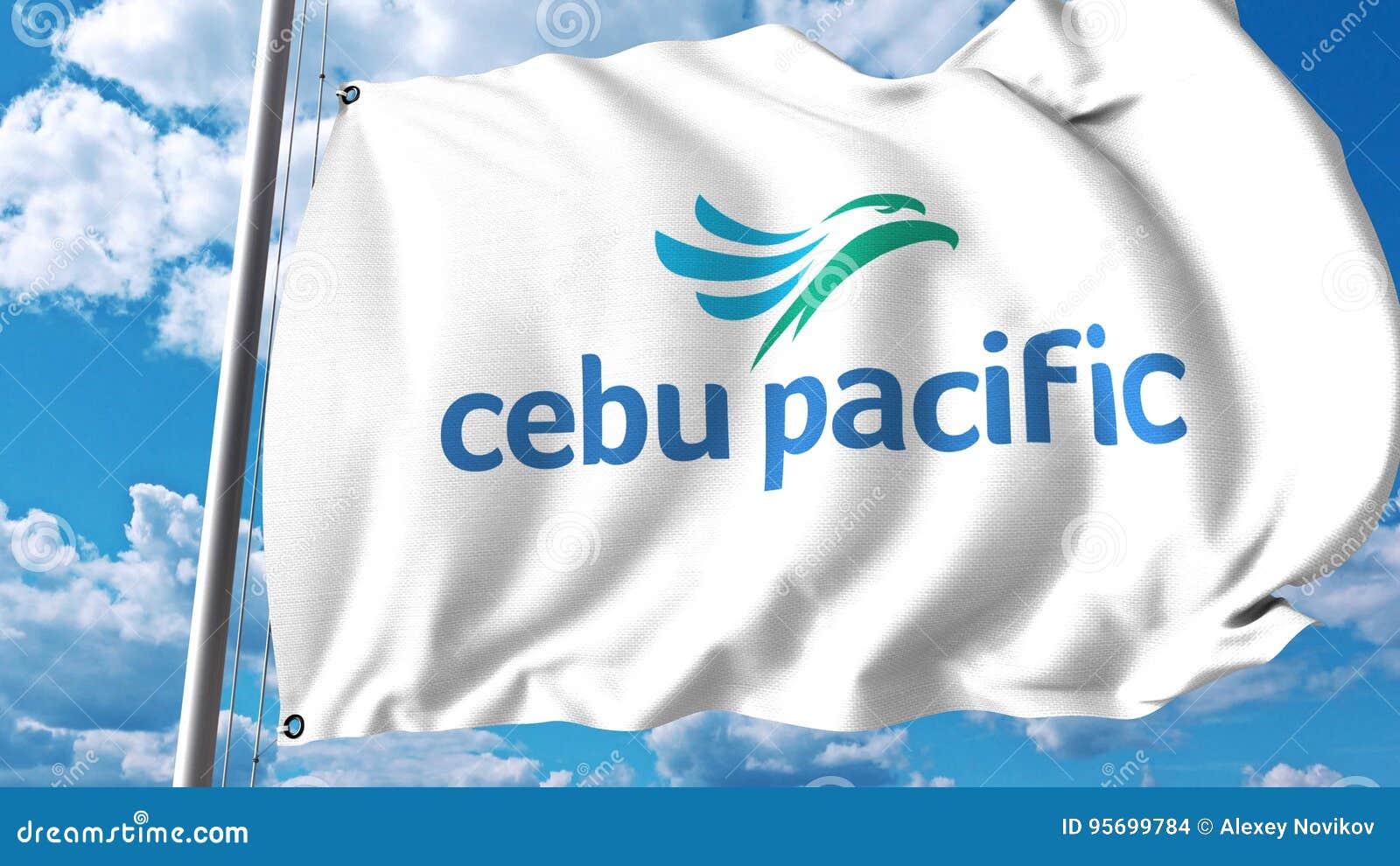 Waving Flag with Cebu Pacific Logo. 3D Rendering Editorial Stock Image ...