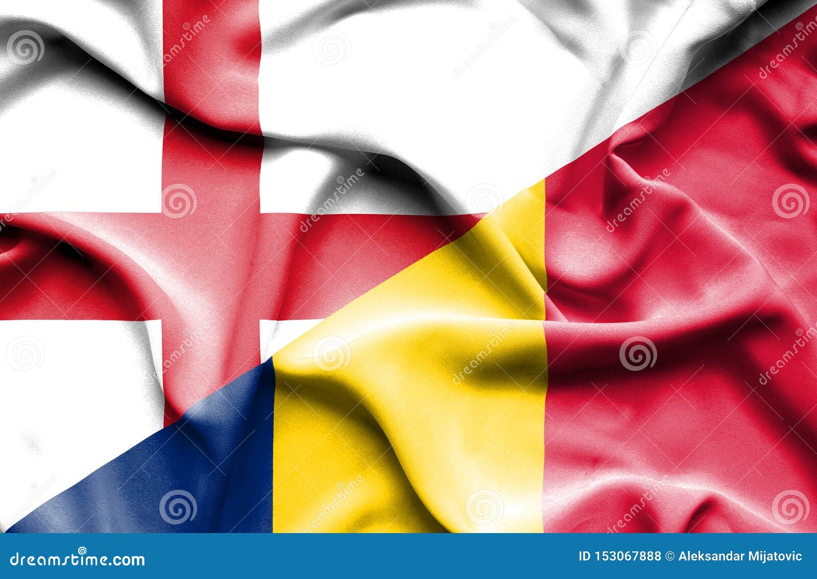 Waving Flag of Chad and England Stock Photo - Image of background ...