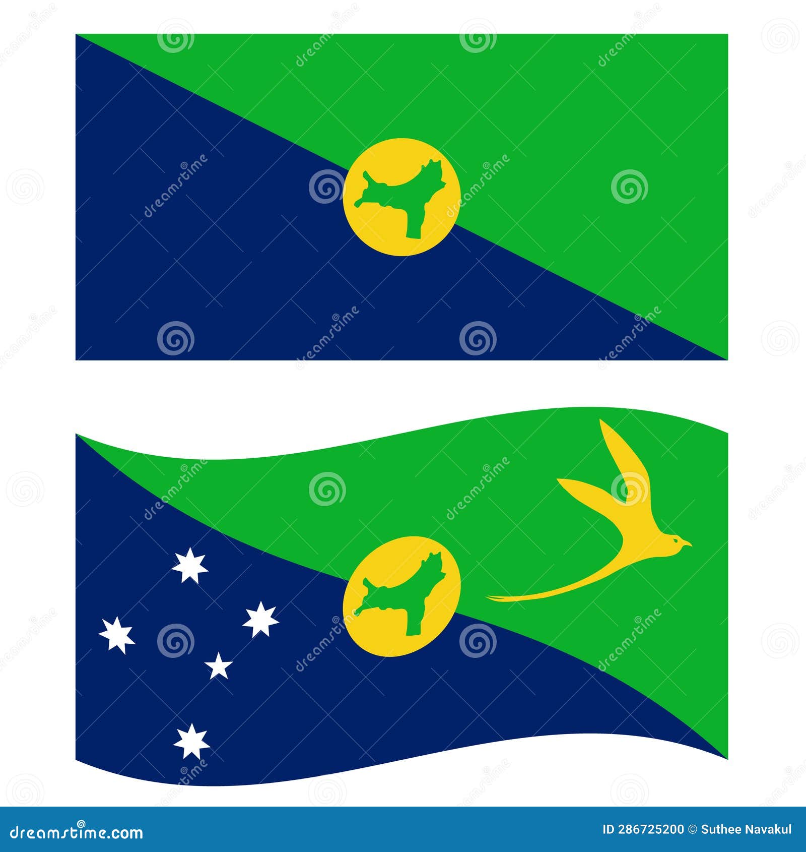 Waving Flag of Christmas Island. Christmas Island Flag on White ...