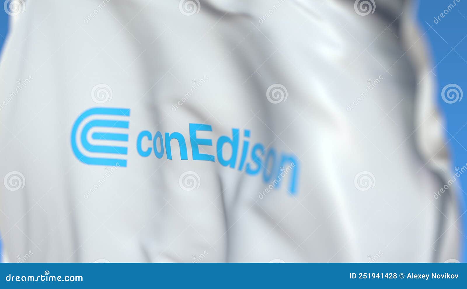 Waving Flag with Consolidated Edison Logo, Close-up. Editorial 3D ...