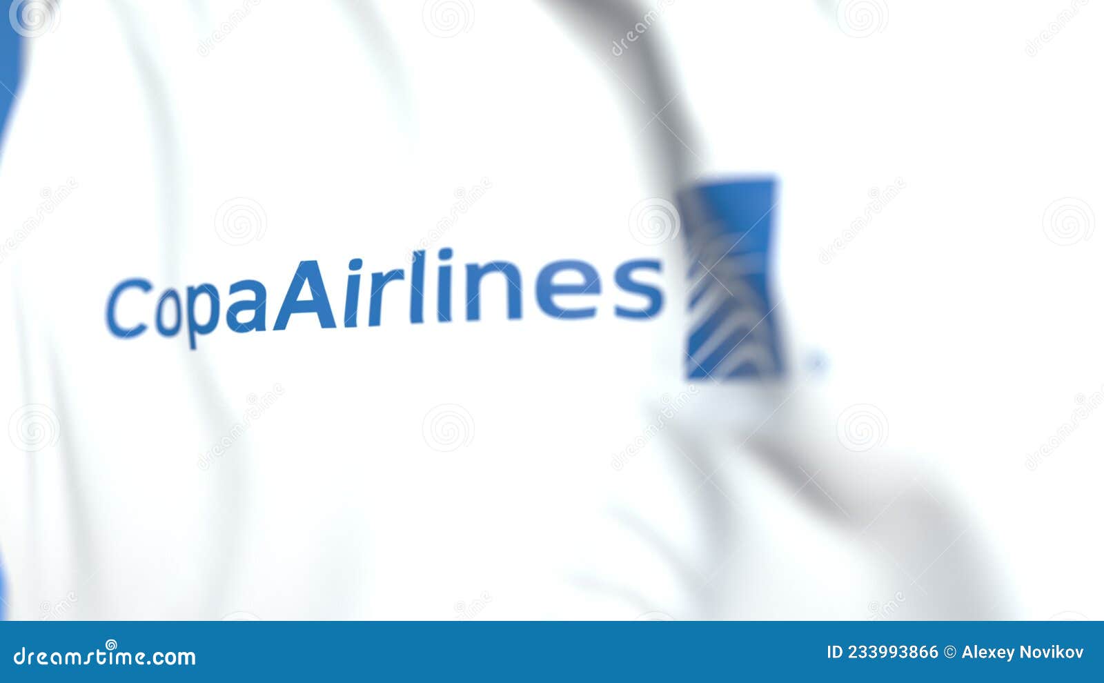 Waving Flag with Copa Airlines Logo, Close-up. Editorial 3D Rendering ...