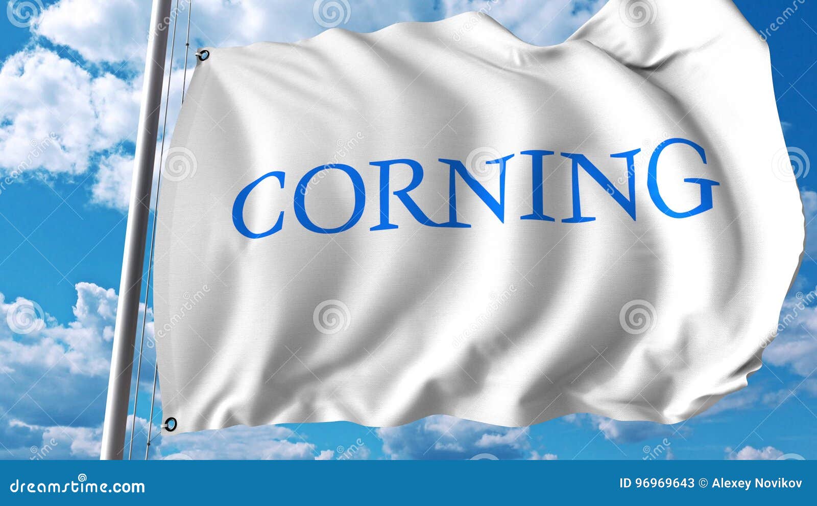 Waving Flag with Corning Inc Logo. Editoial 3D Rendering Editorial ...