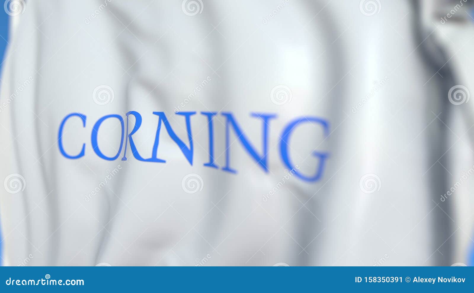 Waving Flag with Corning Inc Logo, Close-up. Editorial 3D Rendering ...
