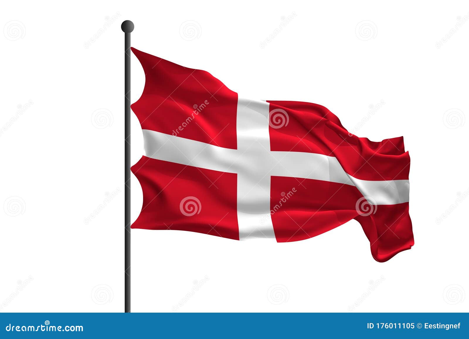 Waving Flag of Denmark. 3D Rendering Stock Illustration - Illustration ...