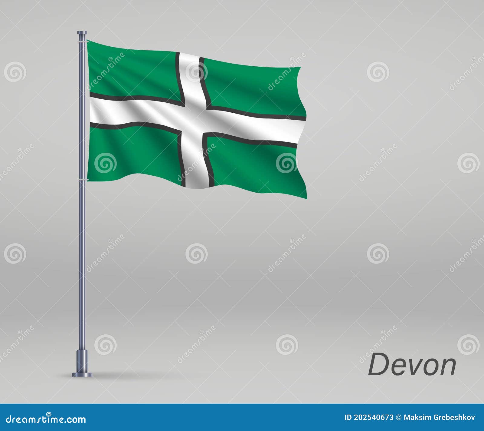 Waving Flag of Devon - County of England on Flagpole. Template for ...