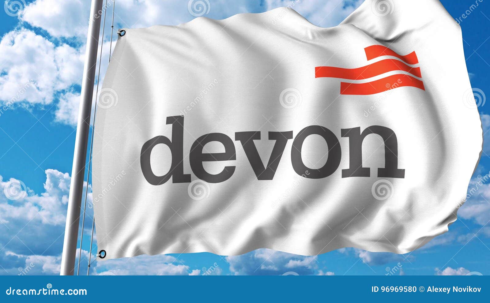 Waving Flag with Devon Energy Logo. Editoial 3D Rendering Editorial ...