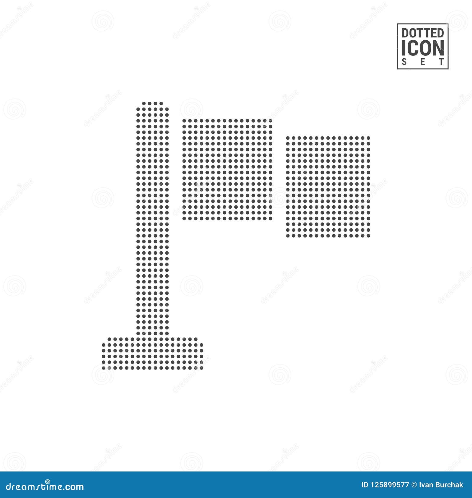 Waving Flag Dot Pattern Icon. Start and Finish Dotted Icon Isolated on ...