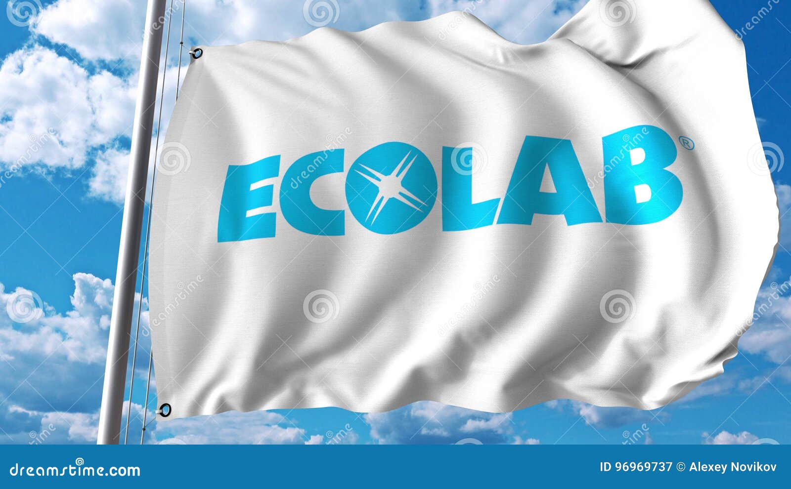 Waving Flag with Ecolab Logo. Editoial 3D Rendering Editorial ...