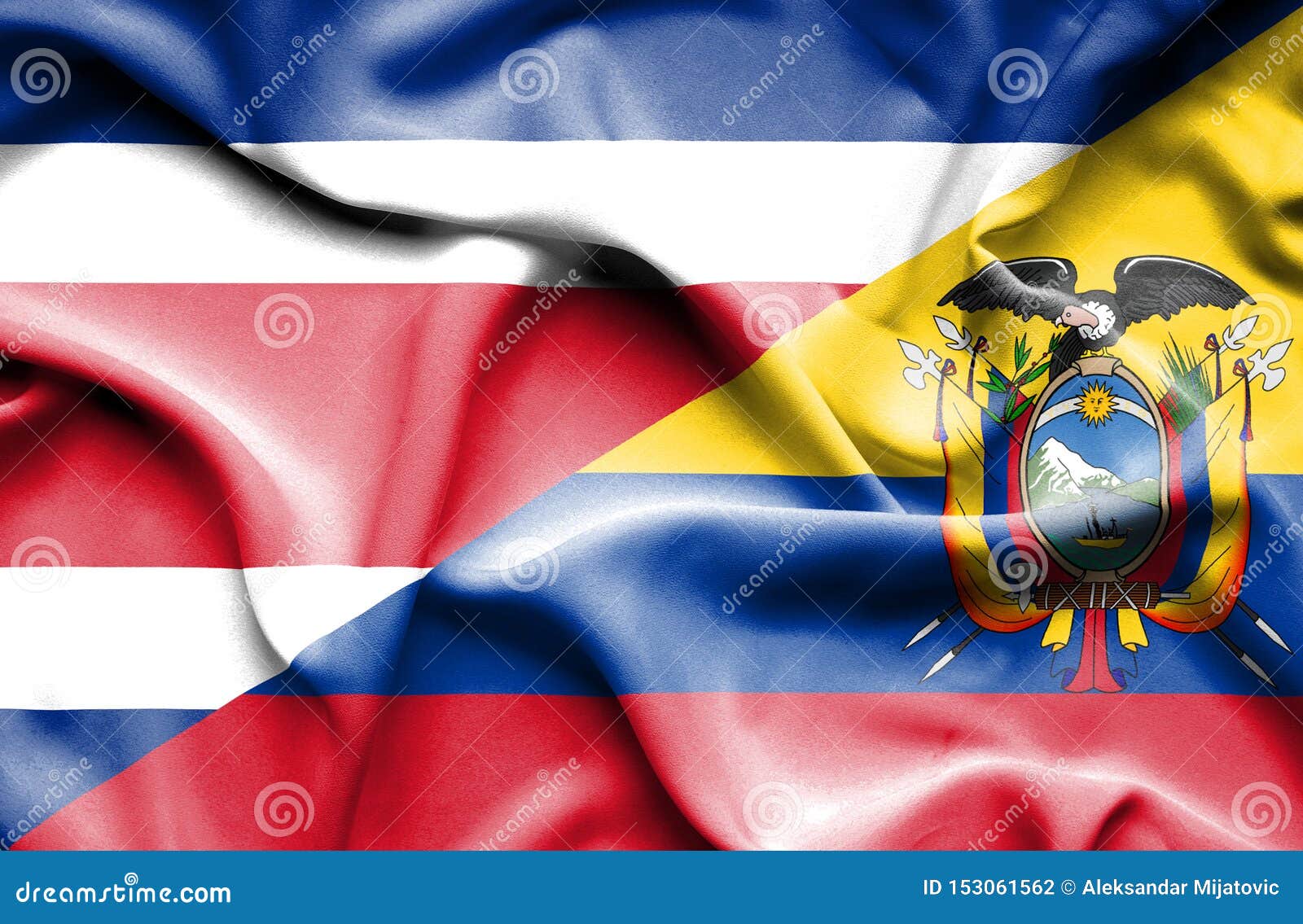 Waving Flag of Ecuador and Costa Rica Stock Illustration - Illustration ...