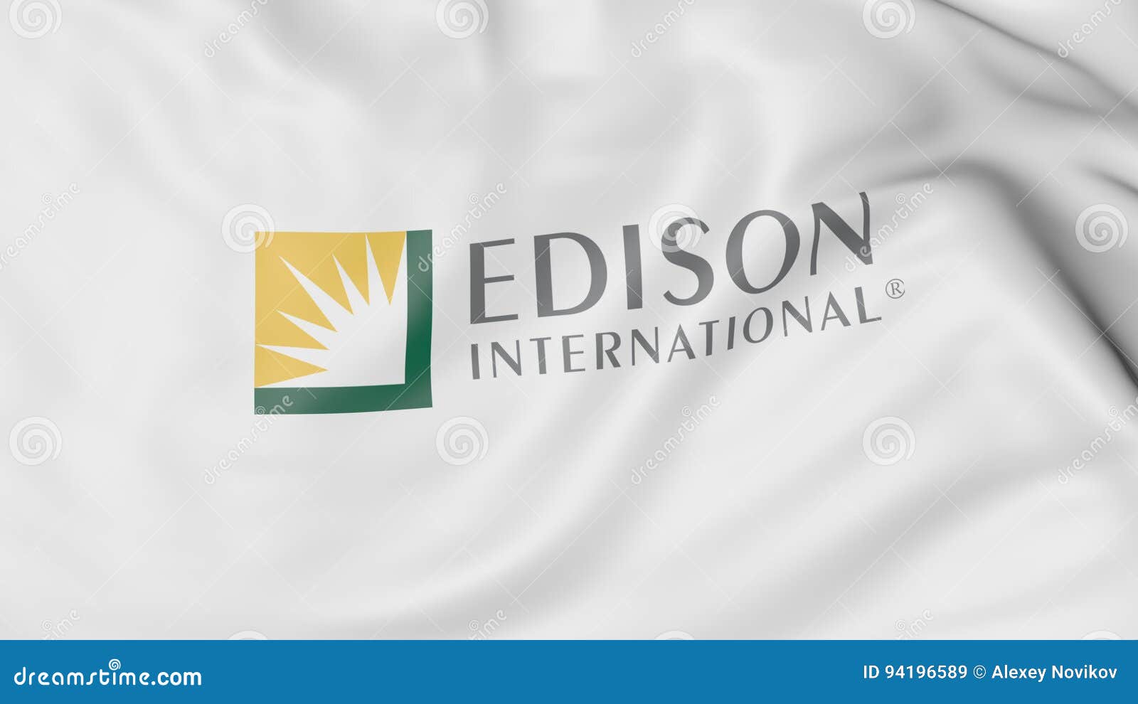 Waving Flag with Edison International Logo. Editorial 3D Rendering ...