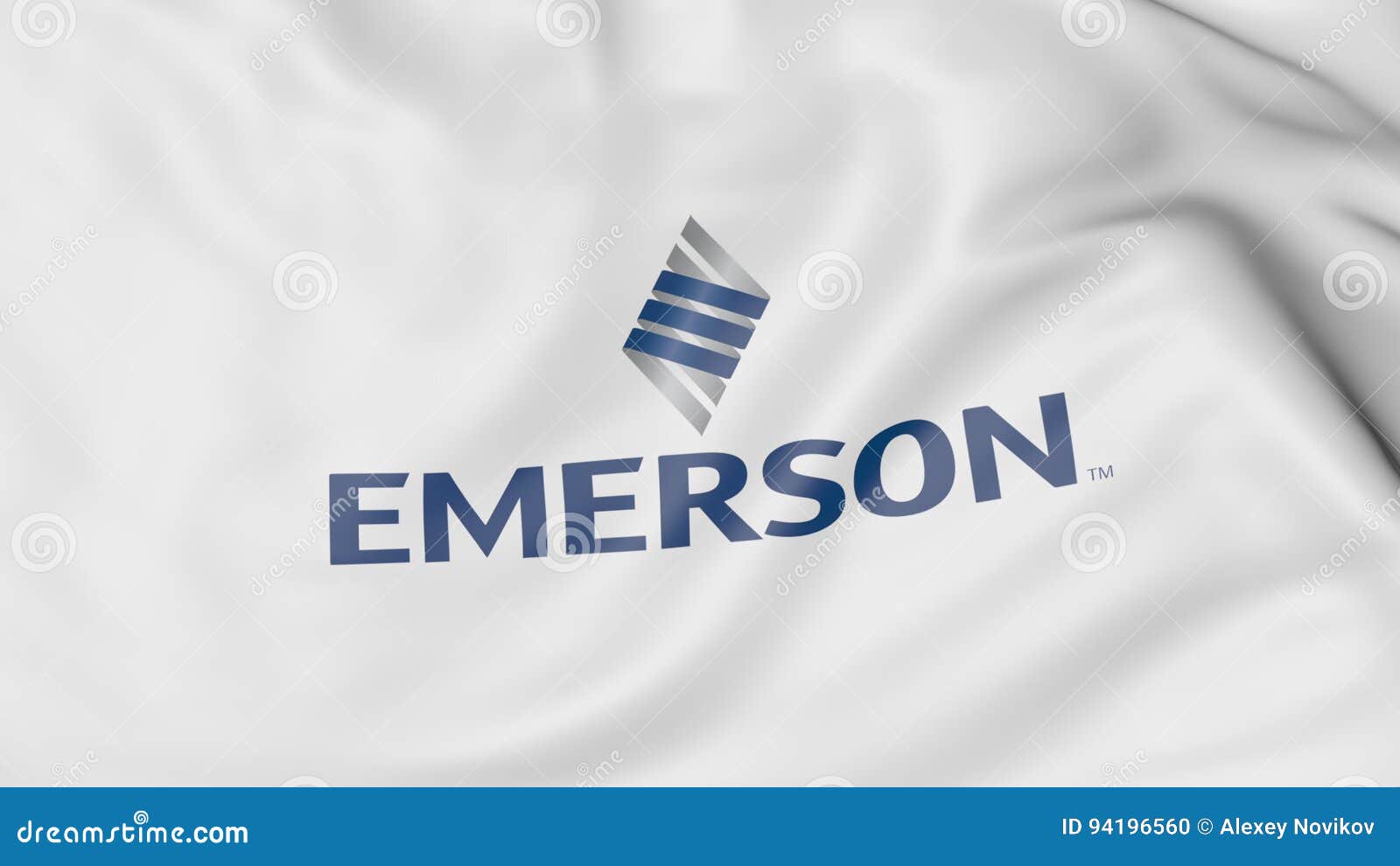 Waving Flag with Emerson Electric Logo. Editorial 3D Rendering ...