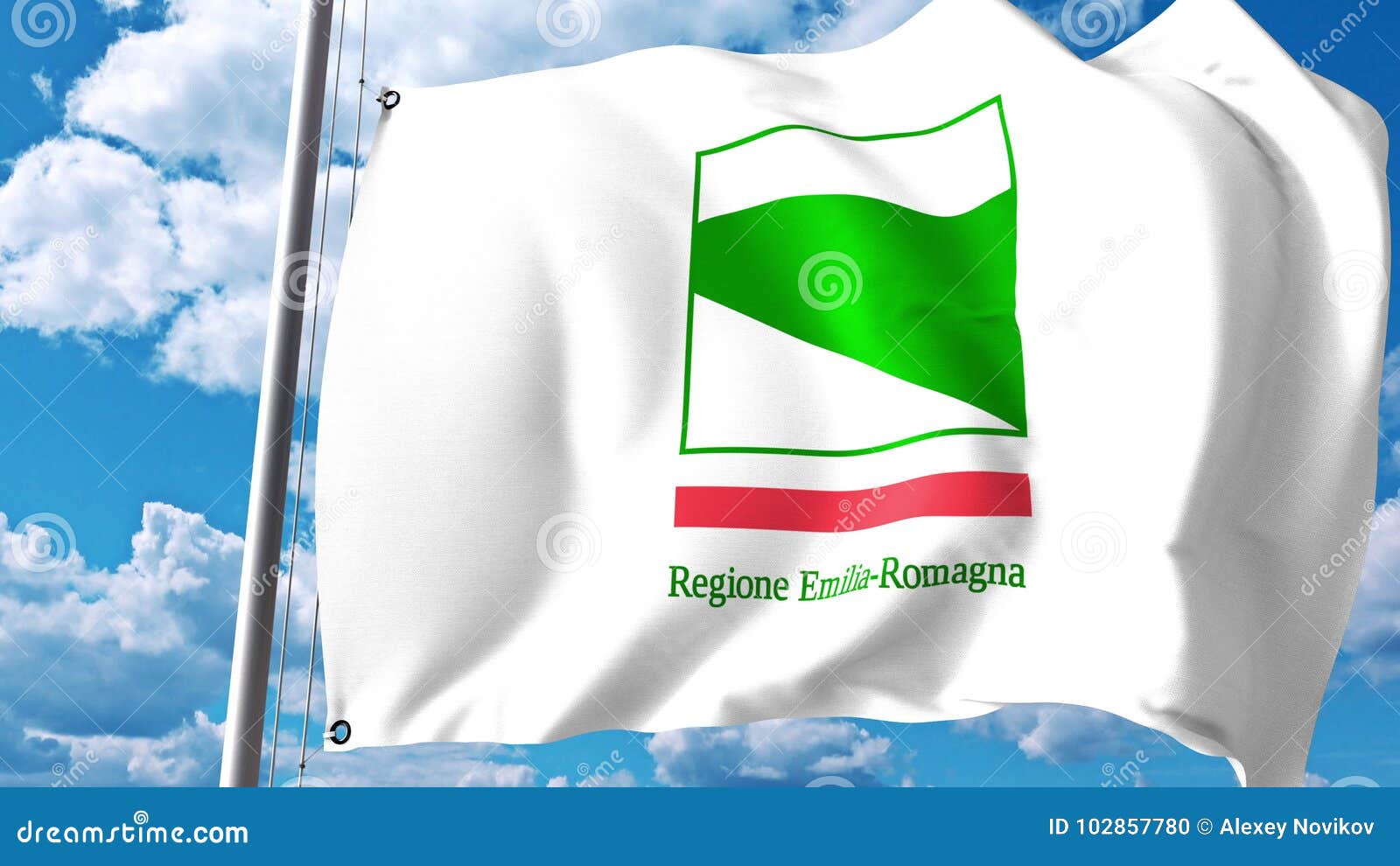 Waving Flag of Emilia-Romagna, a Region of Italy. 3D Rendering Stock ...