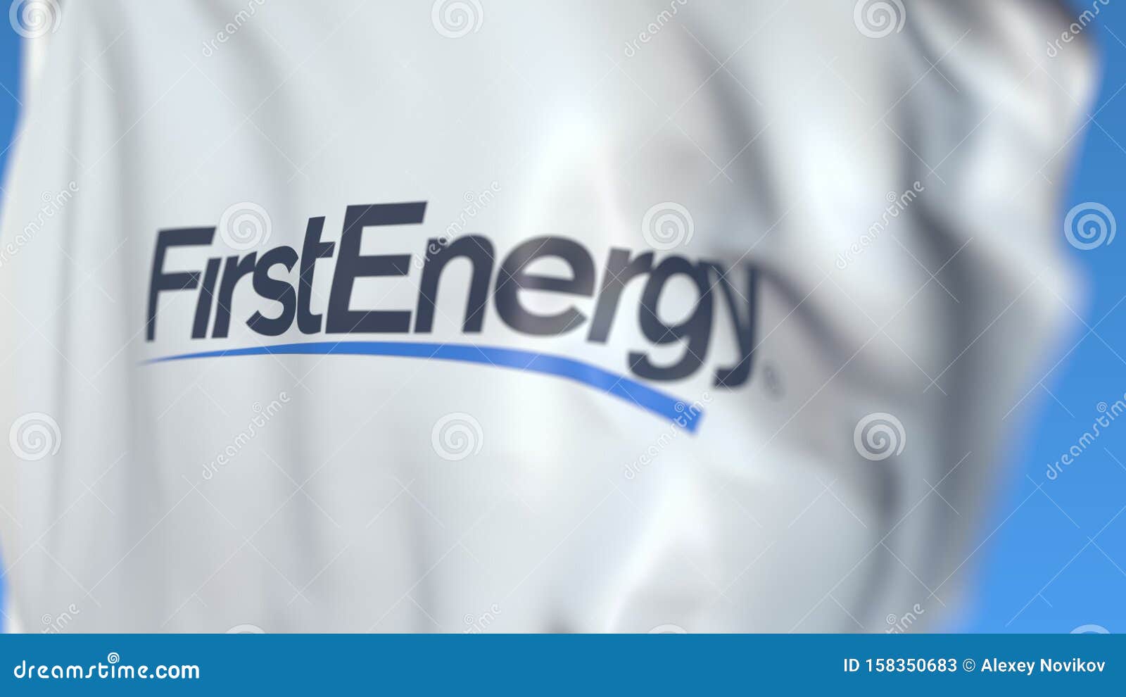 Flying Flag with Firstenergy Logo, Close-up. Editorial 3D Rendering ...
