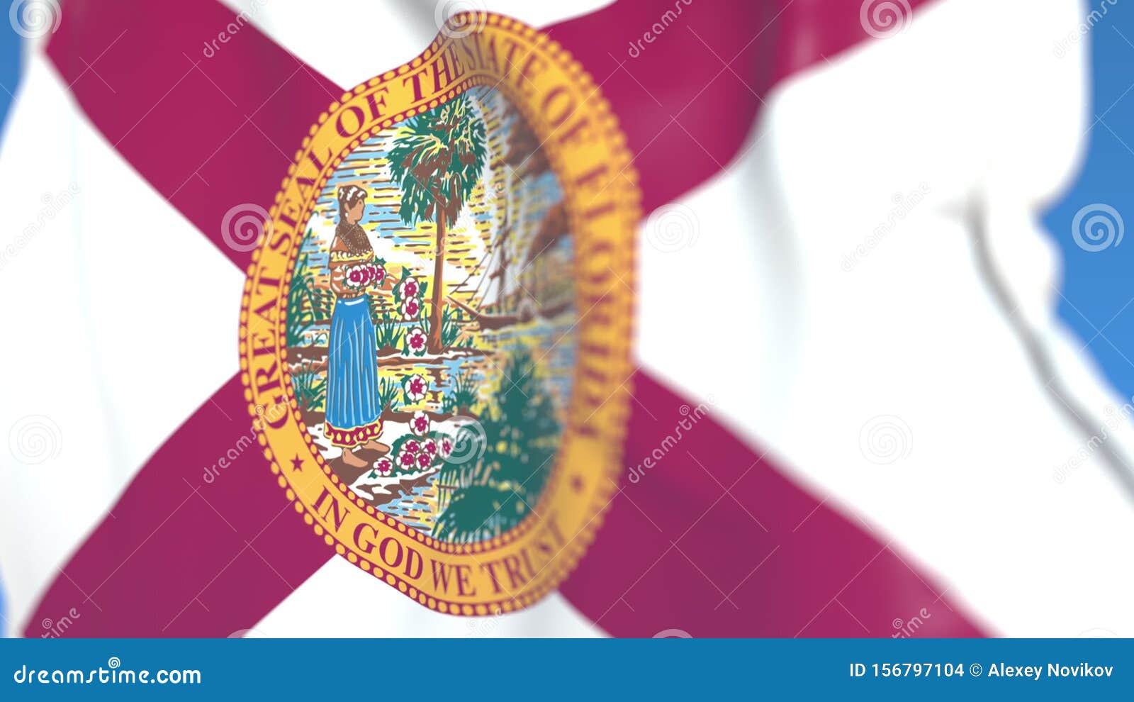 Waving Flag of Florida. Close-up 3D Rendering Stock Illustration ...