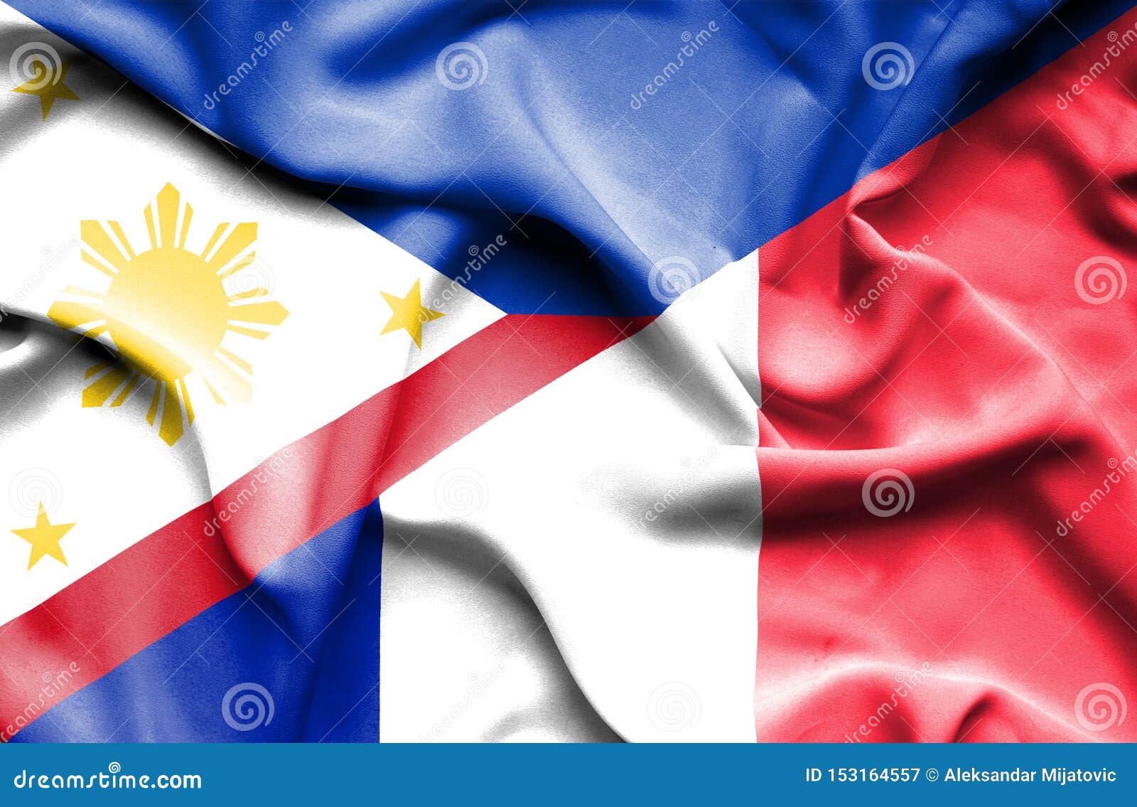 Waving Flag of France and Philippines Stock Illustration - Illustration ...