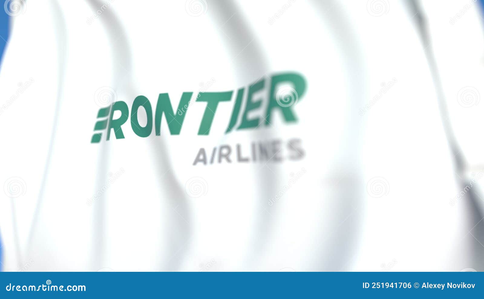Waving Flag With Frontier Airlines Logo, Close-up. Editorial 3D ...