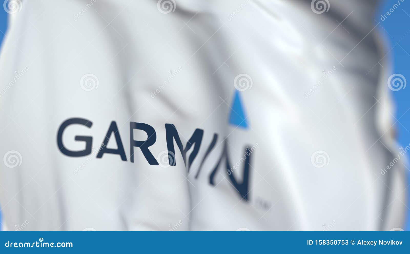 Waving Flag with Garmin Logo, Close-up. Editorial 3D Rendering ...