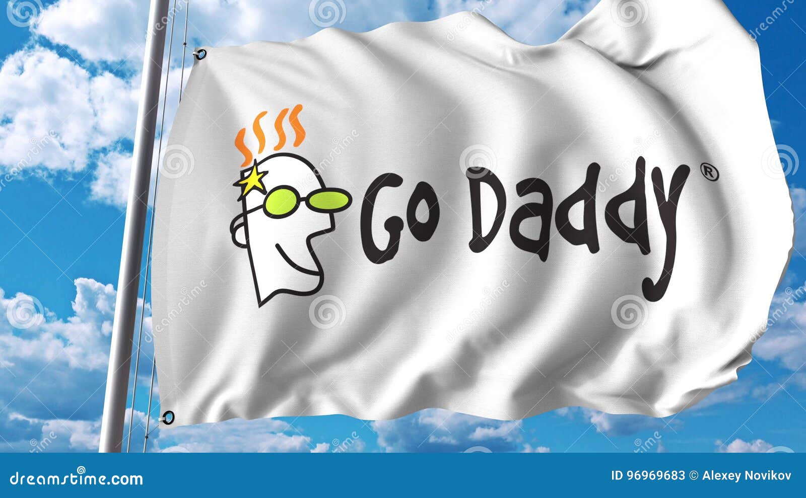Waving Flag with Godaddy Logo. Editoial 3D Rendering Editorial Stock ...