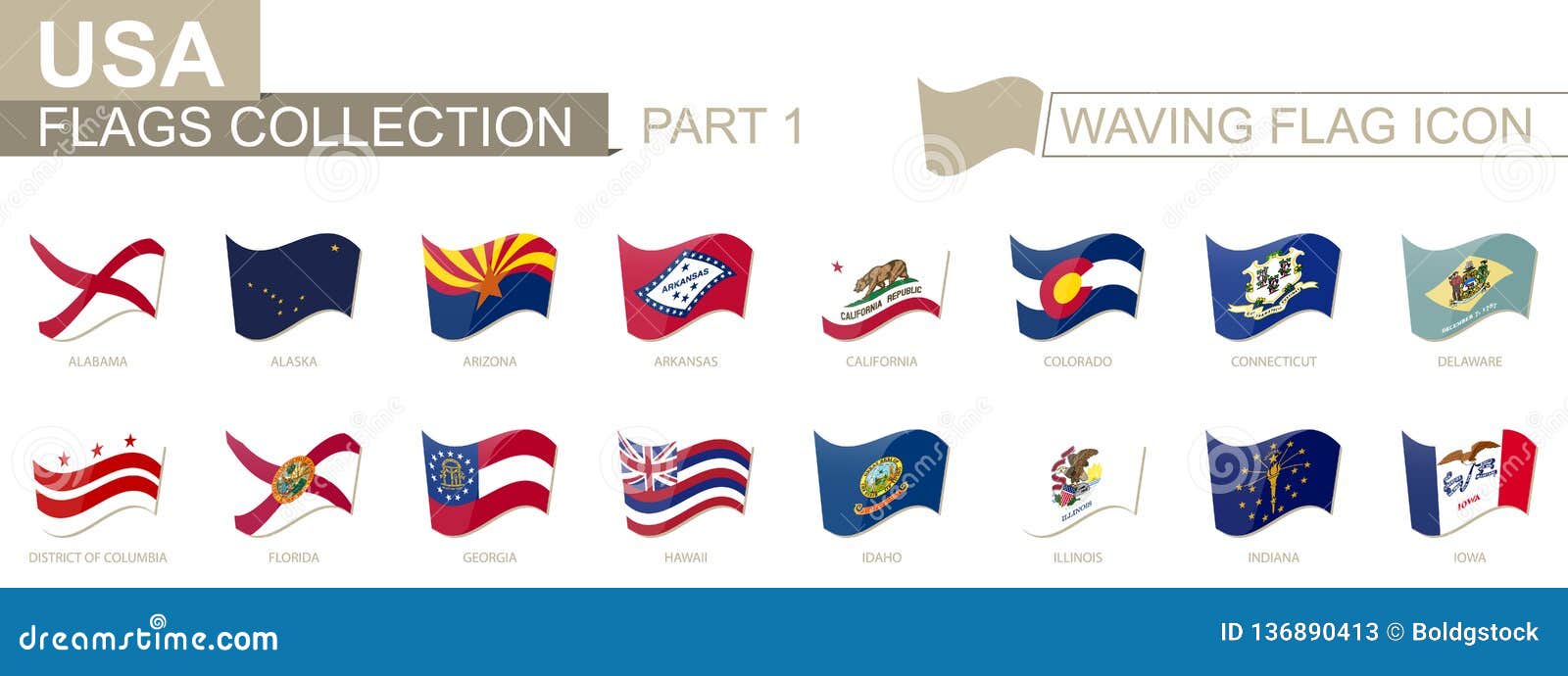 Waving Flag Icon, Flags of the US States Sorted Alphabetically, from ... Waving Flag Icon, Flags of the US States Sorted Alphabetically, from ...