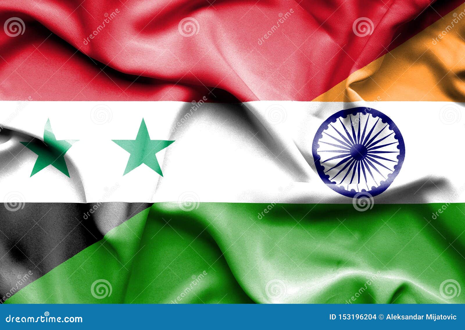 Waving Flag of India and Syria Stock Illustration - Illustration of ...