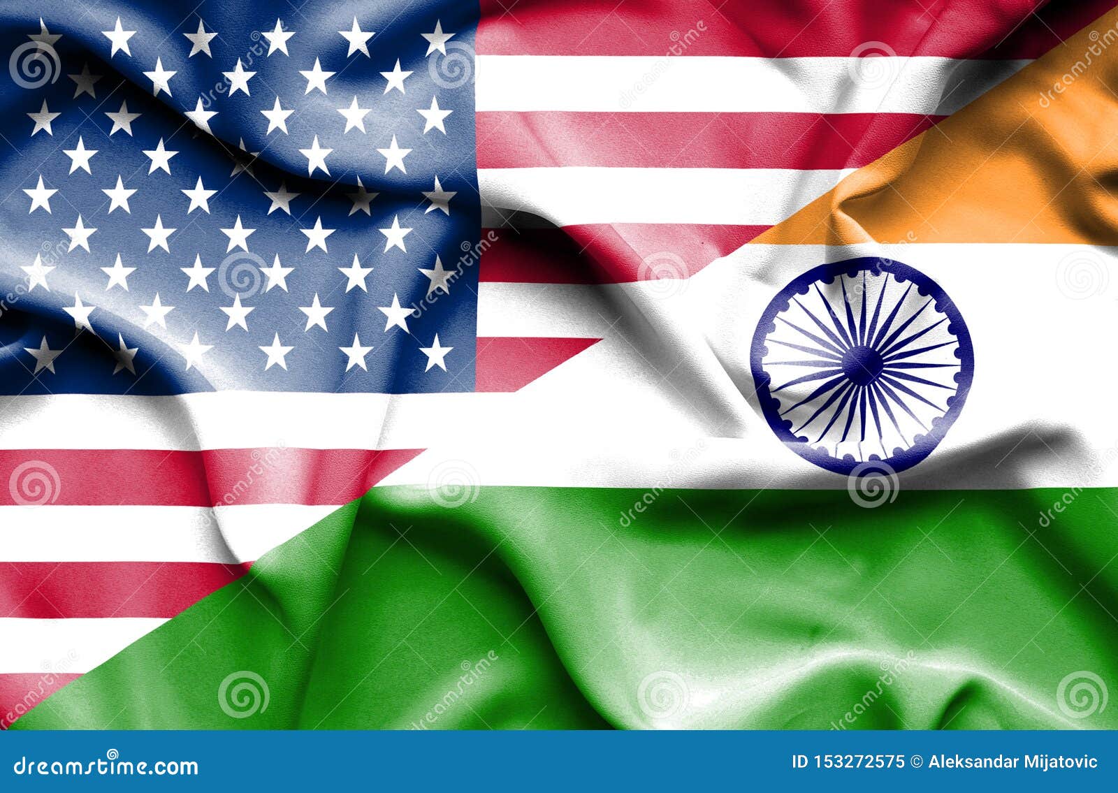 Waving Flag of India and USA Stock Illustration - Illustration of money ...