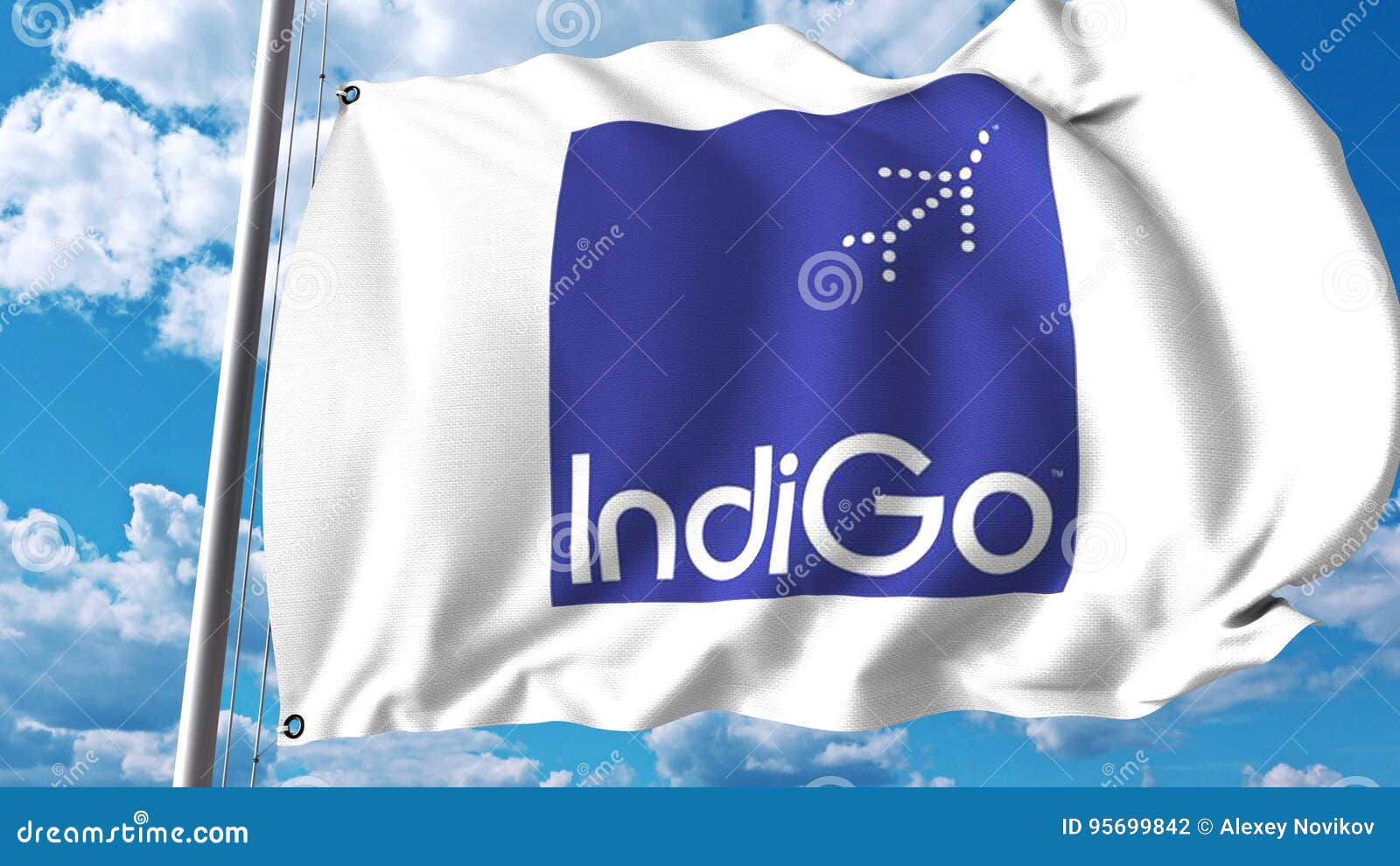 Waving Flag with Indigo Logo. 3D Rendering Editorial Photography ...