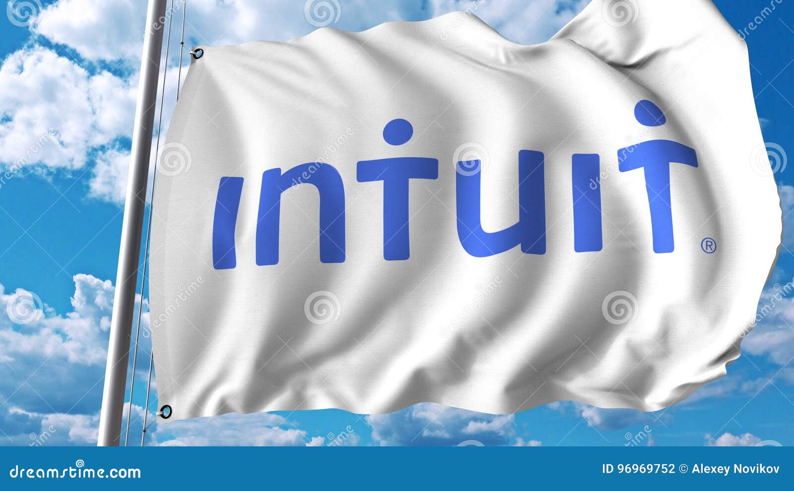 Waving Flag with Intuit Logo. Editoial 3D Rendering Editorial ...
