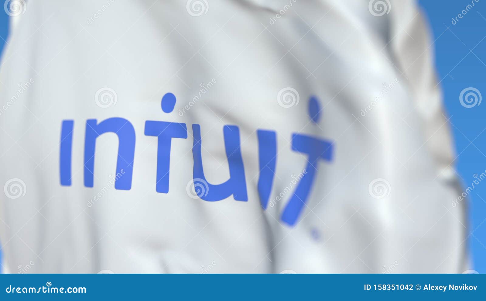 Waving Flag with Intuit Logo, Close-up. Editorial 3D Rendering ...