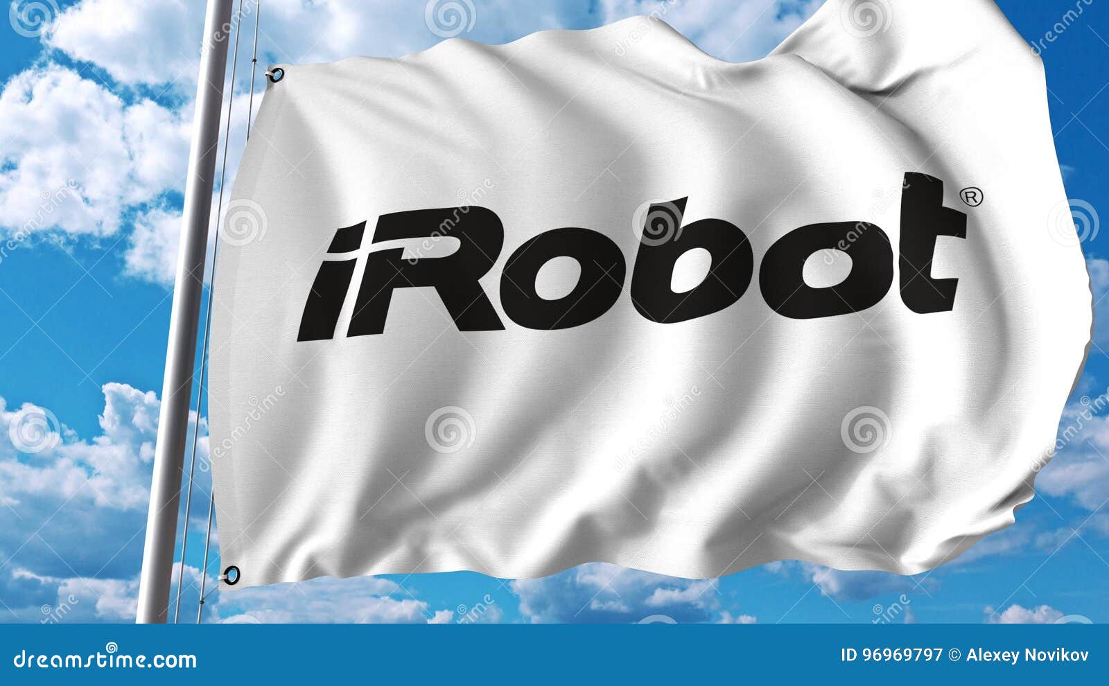 Waving Flag with IRobot Logo. Editoial 3D Rendering Editorial ...