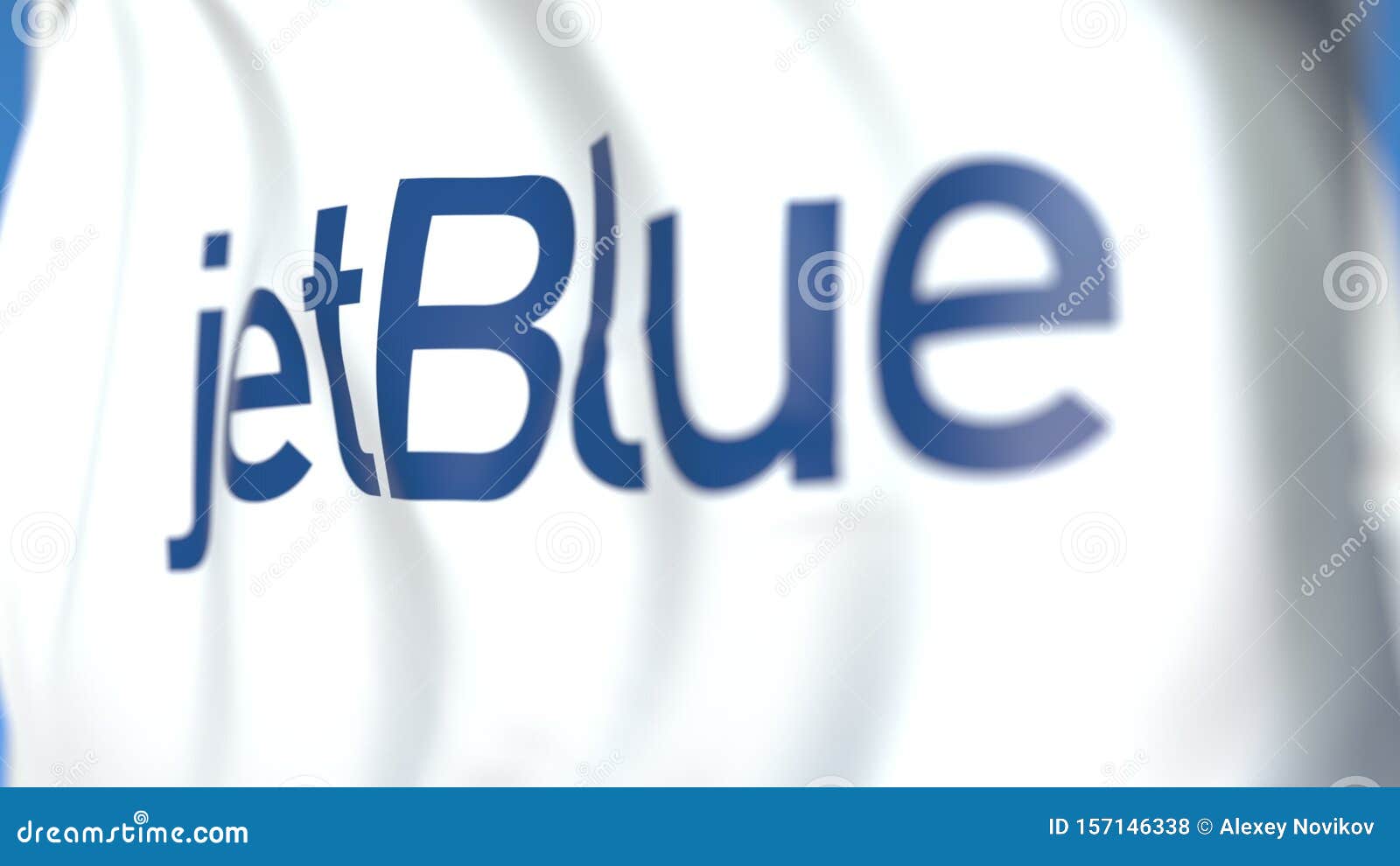 Flying Flag with JetBlue Logo, Close-up. Editorial 3D Rendering ...