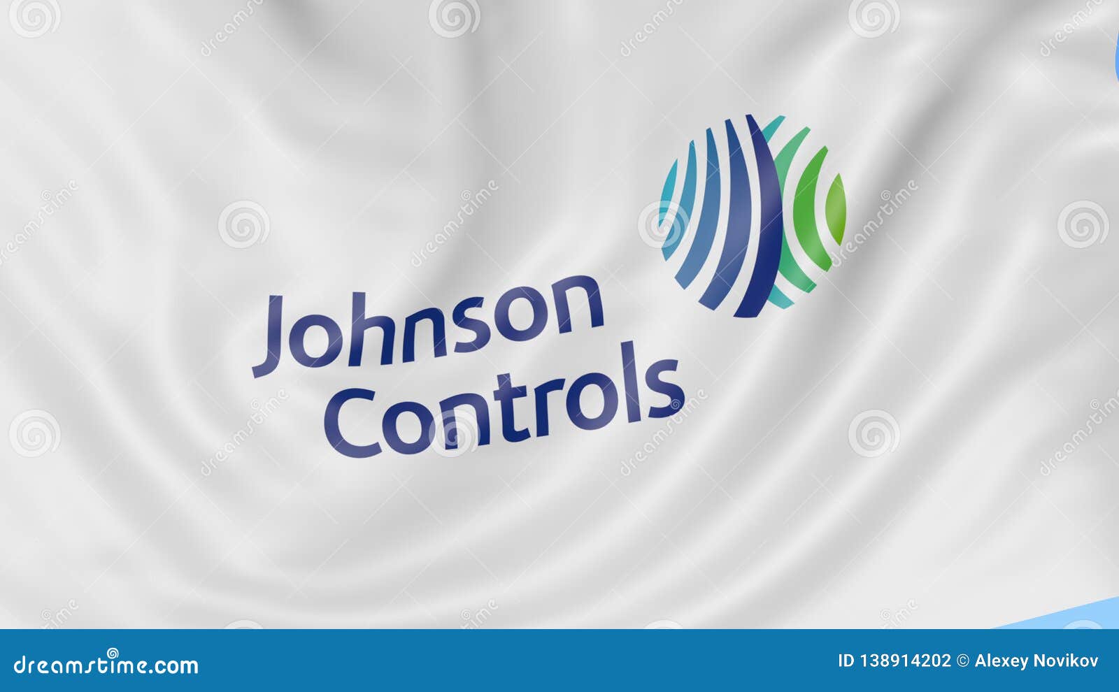 Waving Flag with Johnson Controls Logo. Seamles Loop 4K Editorial ...