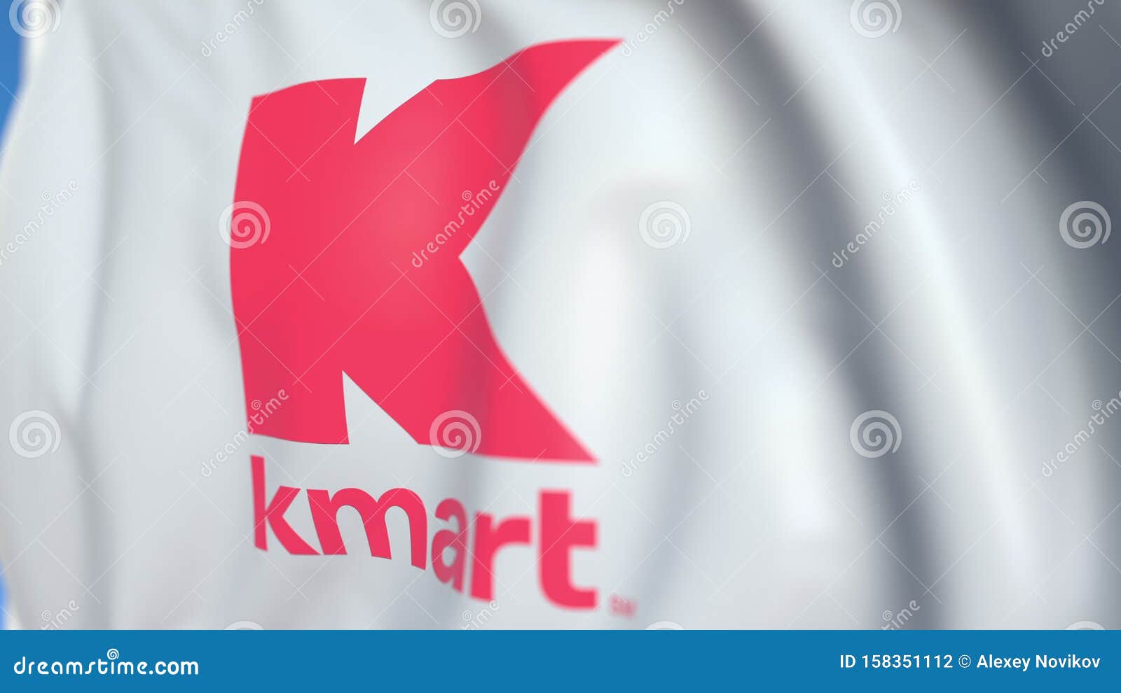 Flying Flag with Kmart Logo, Close-up. Editorial 3D Rendering Editorial ...