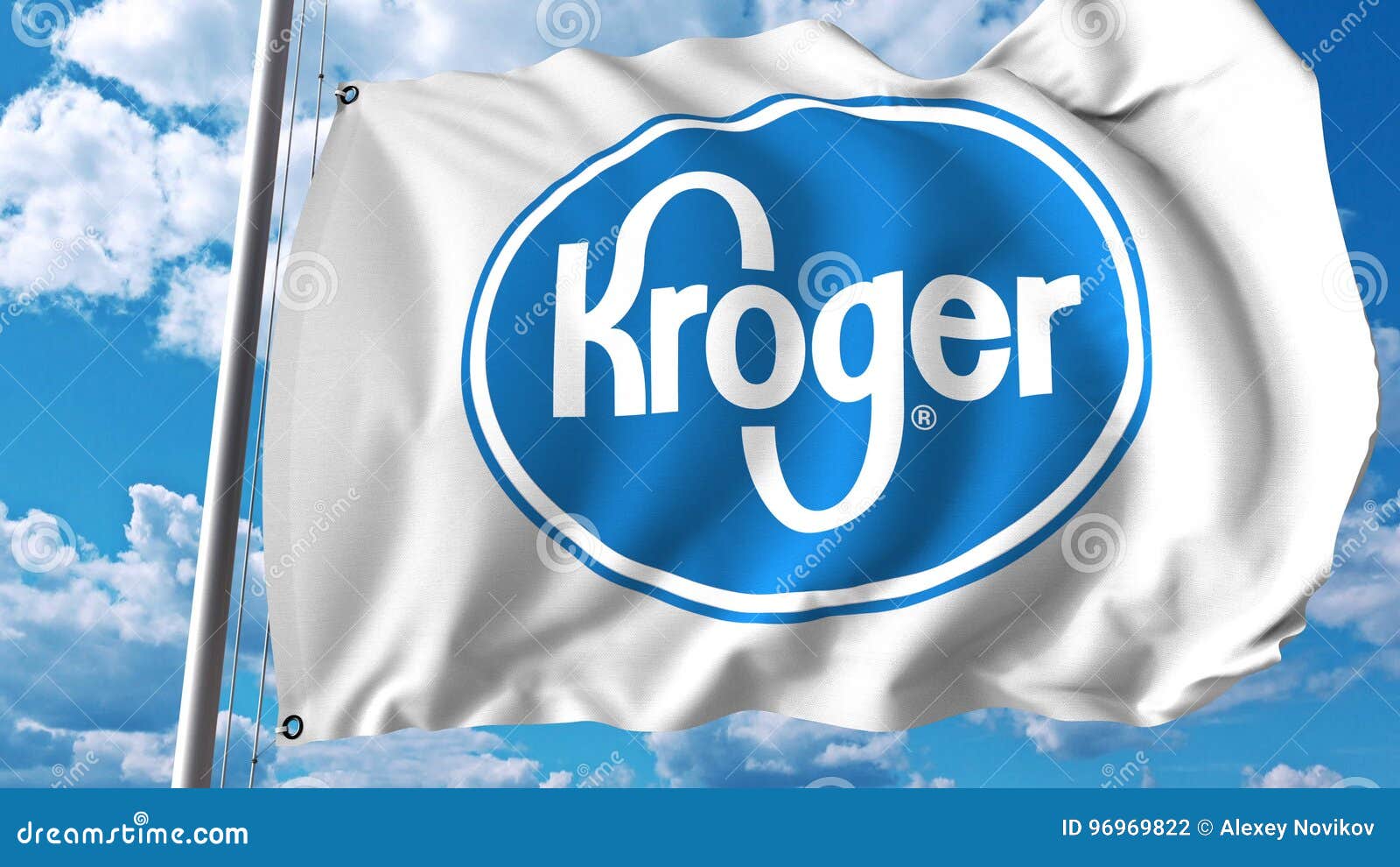 Waving Flag with Kroger Logo. Editoial 3D Rendering Editorial ...