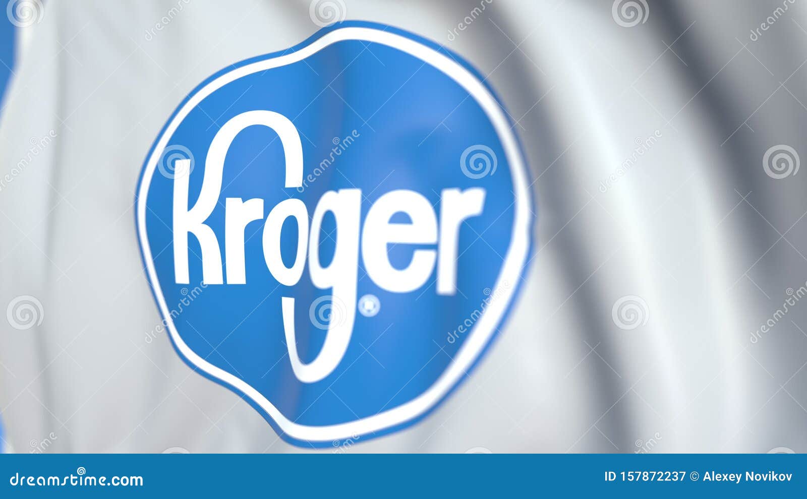 Flying Flag with Kroger Logo, Close-up. Editorial Loopable 3D Animation ...
