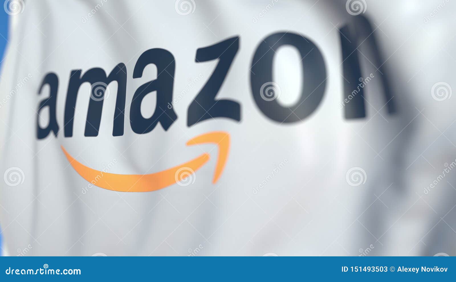 Waving Flag with Amazon Logo, Close-up. Editorial 3D Rendering ...