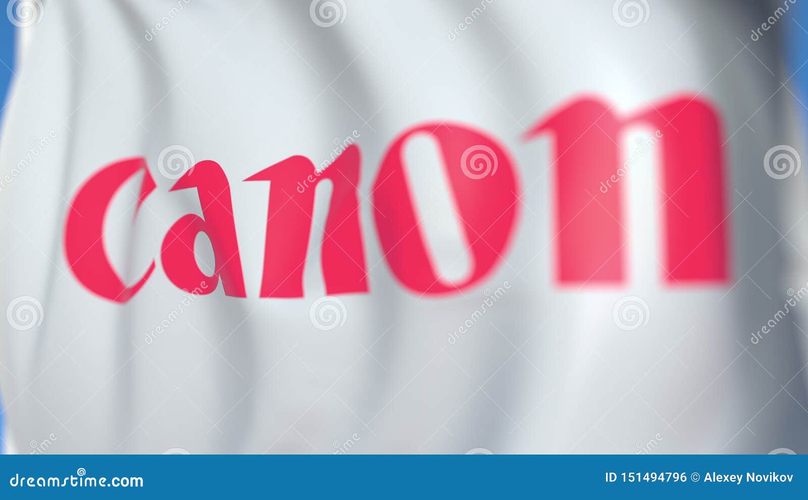 Waving Flag with Canon Inc. Logo, Close-up. Editorial 3D Rendering ...