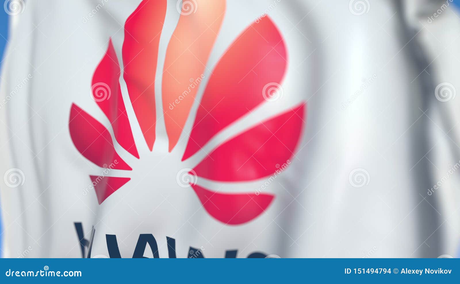 Waving Flag with Huawei Logo, Close-up. Editorial 3D Rendering ...