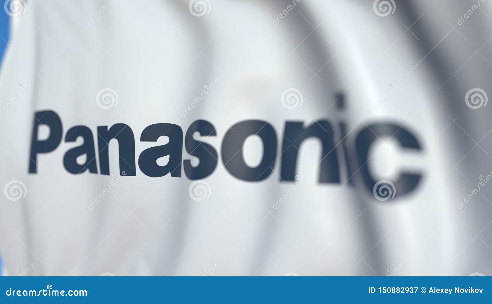 Waving Flag with Panasonic Corporation Logo, Close-up. Editorial ...
