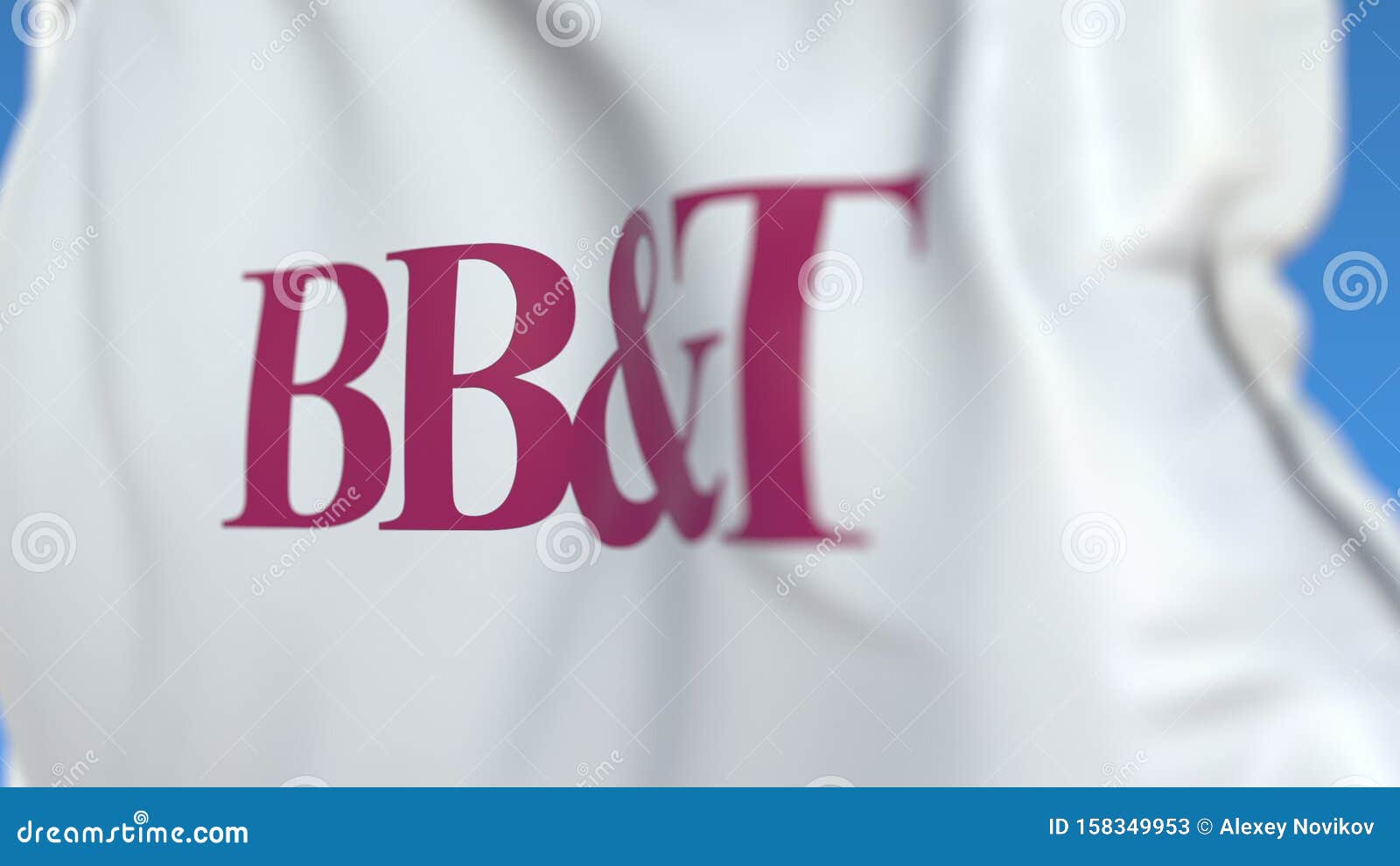 Flying Flag with BB&T Logo, Close-up. Editorial 3D Rendering Editorial ...