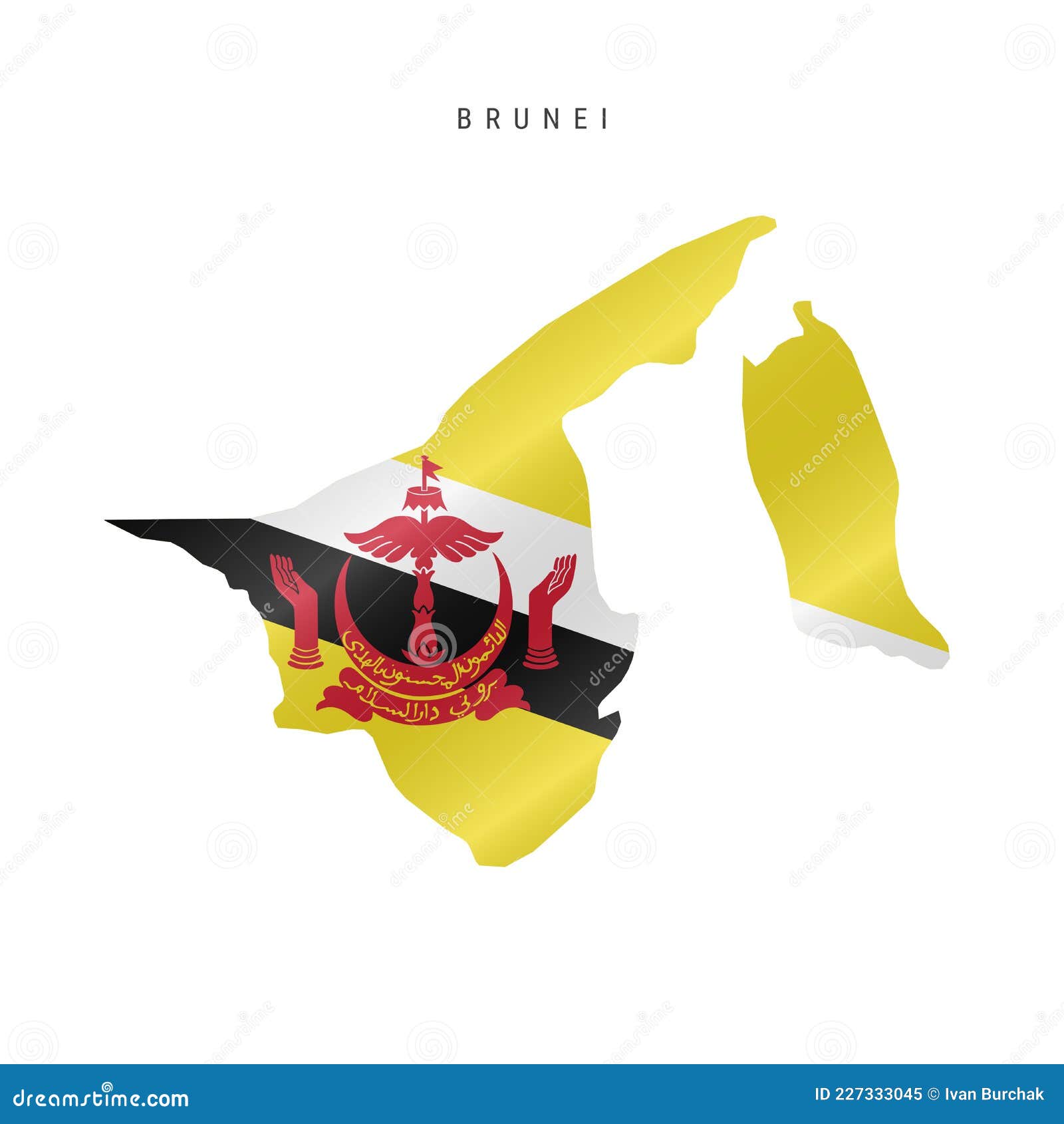 Waving Flag Map of Brunei. Vector Illustration Stock Vector ...