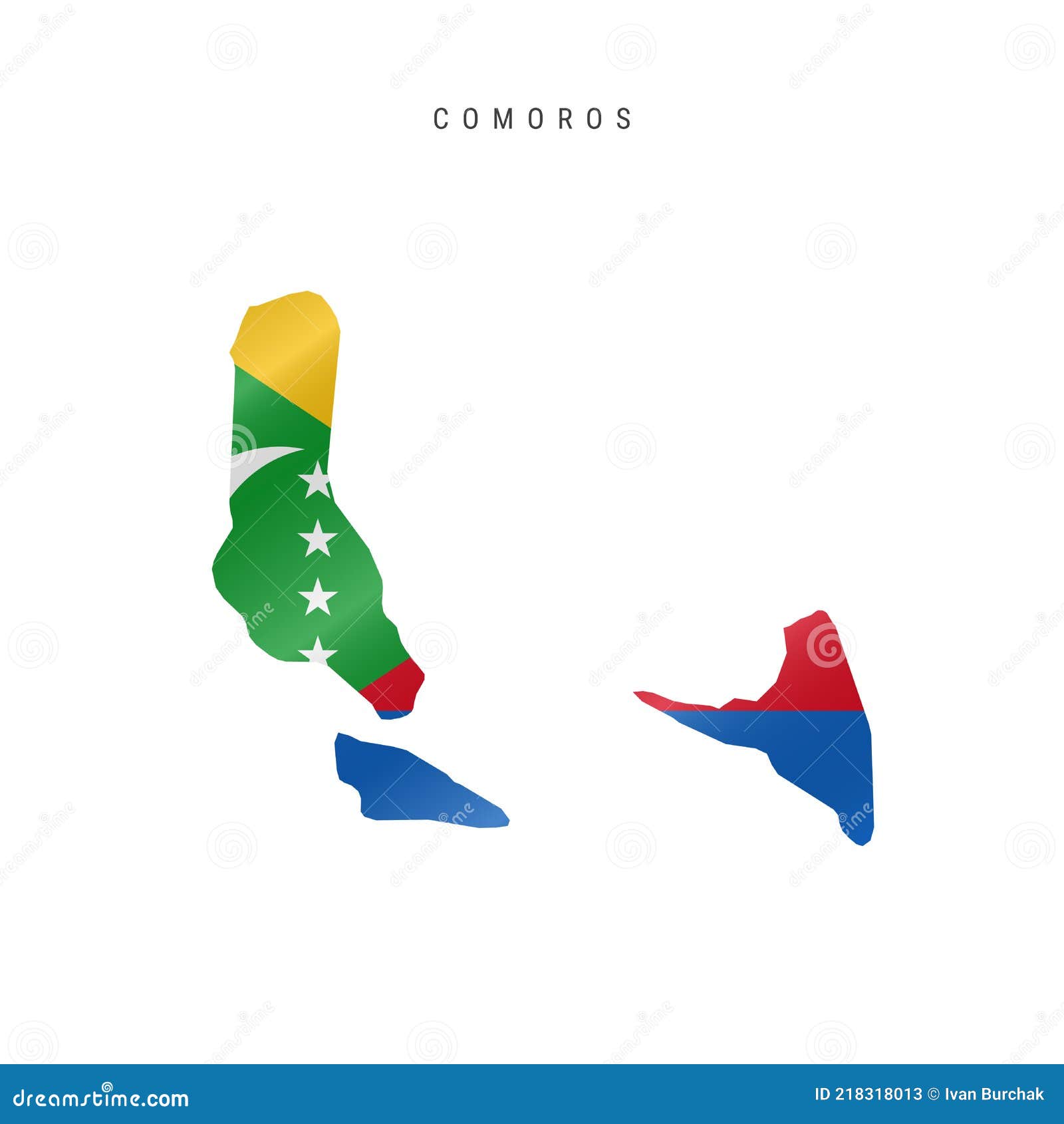 Waving Flag Map of Comoros. Vector Illustration Stock Vector ...