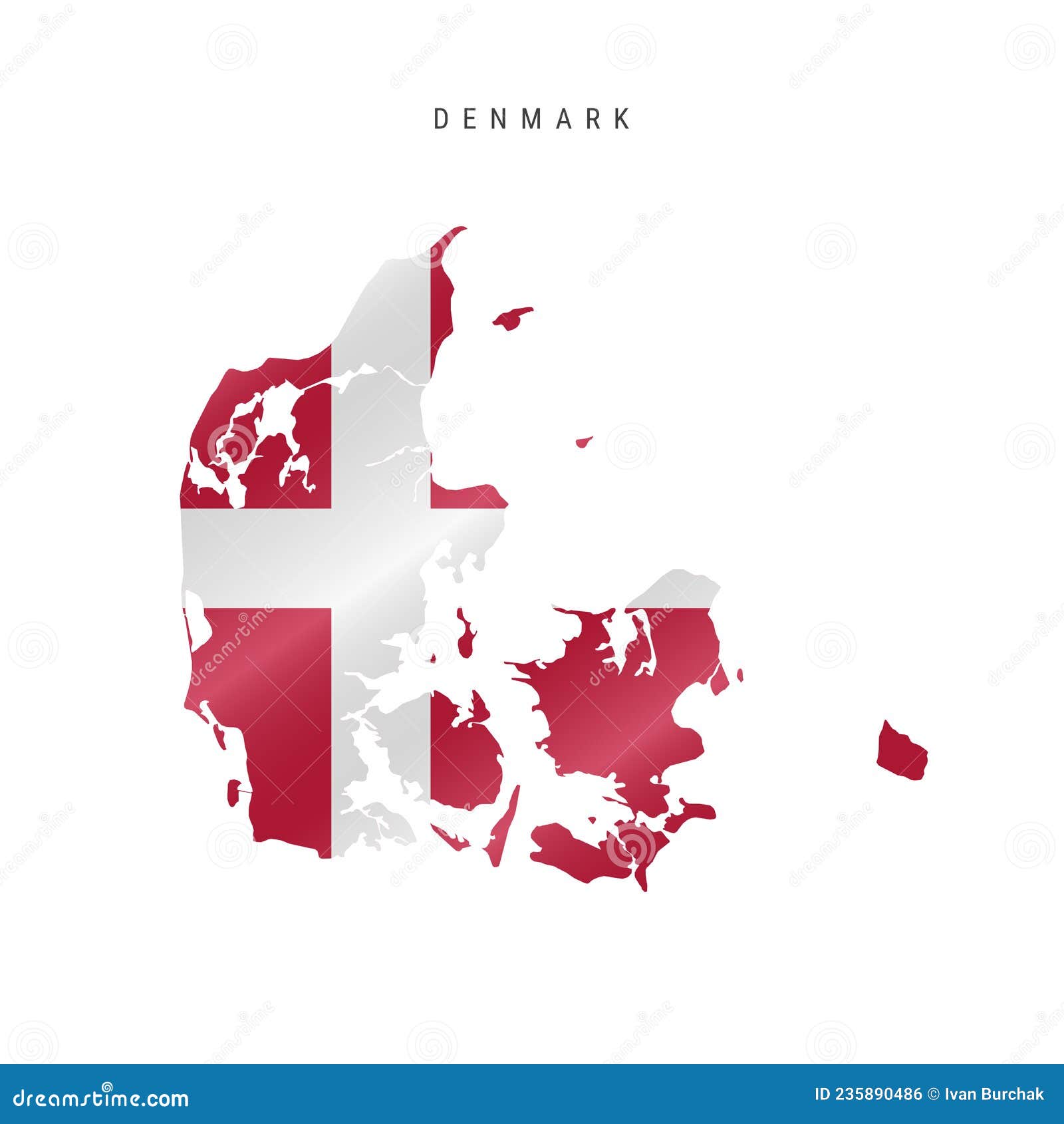 Waving Flag Map of Denmark. Vector Illustration Stock Illustration ...