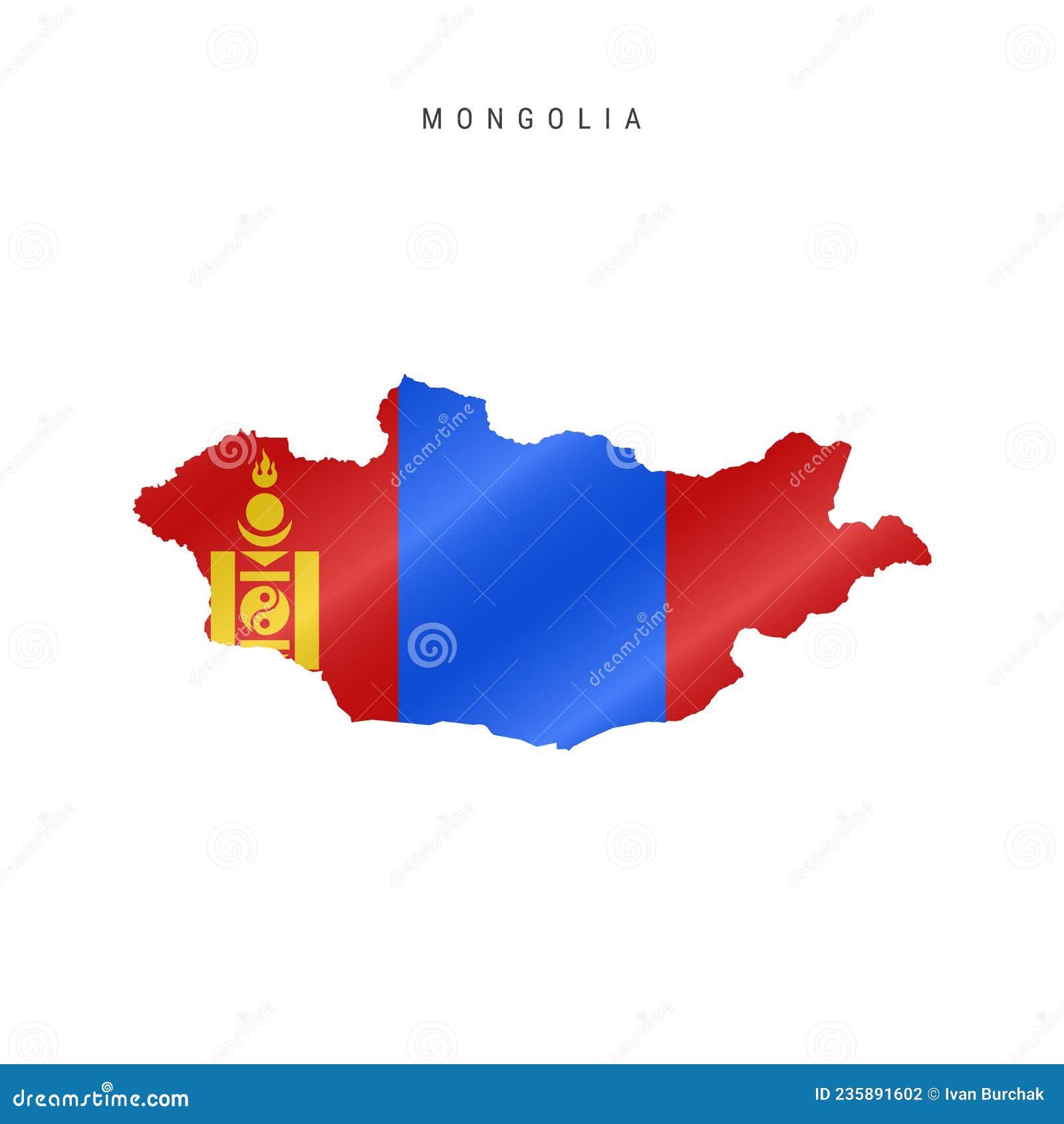 Waving Flag Map of Mongolia. Vector Illustration Stock Illustration ...