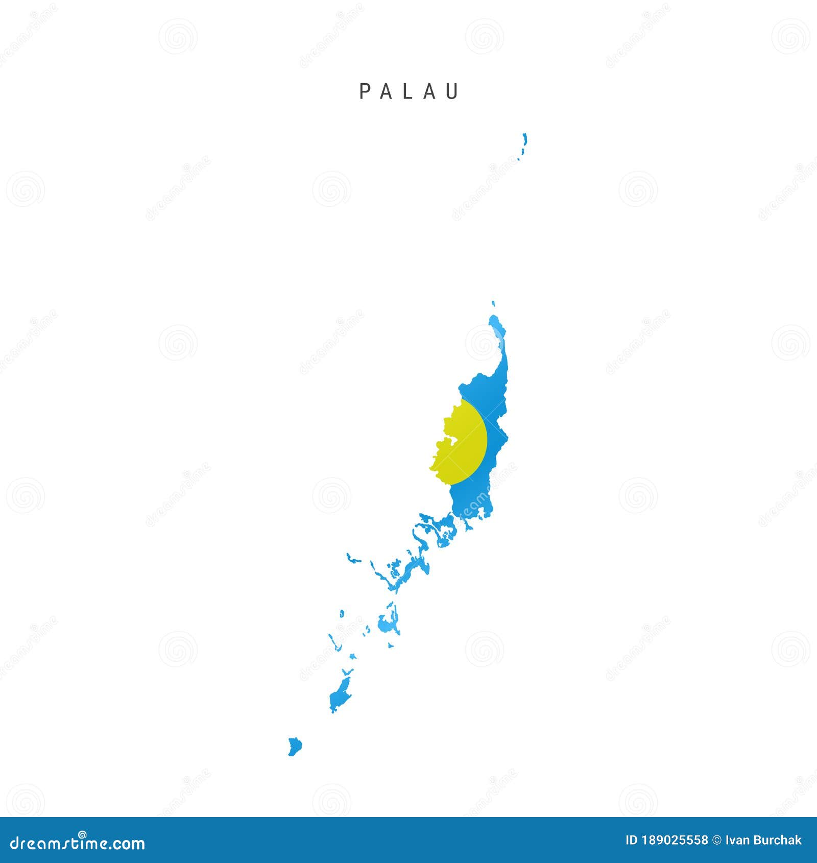 Palau Vector Map Isolated On White Background. High-Detailed Black ...