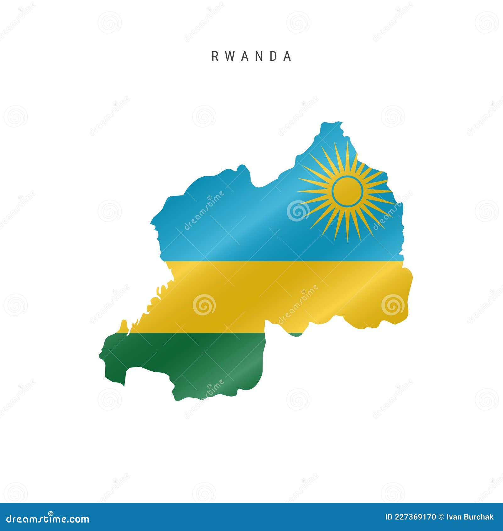 Rwanda Vector Map Isolated On White Background. High-Detailed Black ...