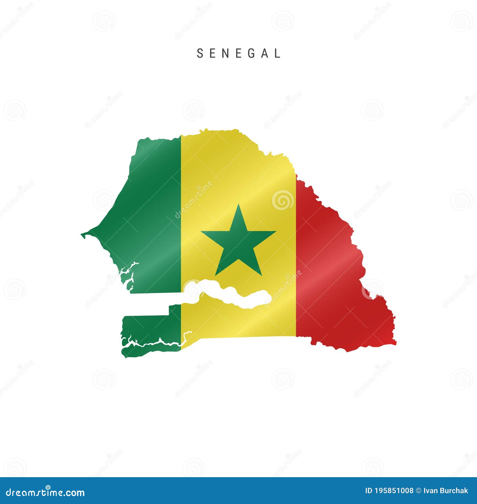 Senegal Vector Map Isolated On White Background. High-Detailed Black ...